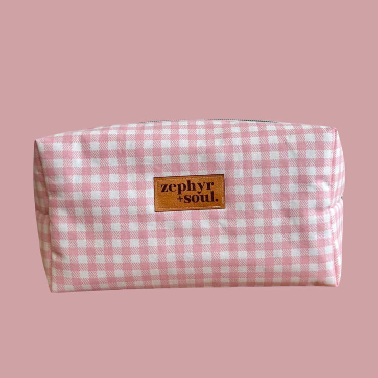 Cosmetic Bag - Pink Gingham – SOHL STORE
