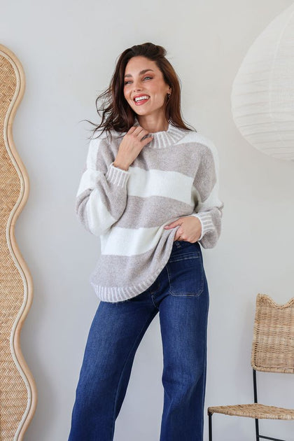 Stella Knit Jumper - Mocha/Ivory Stripe – SOHL STORE